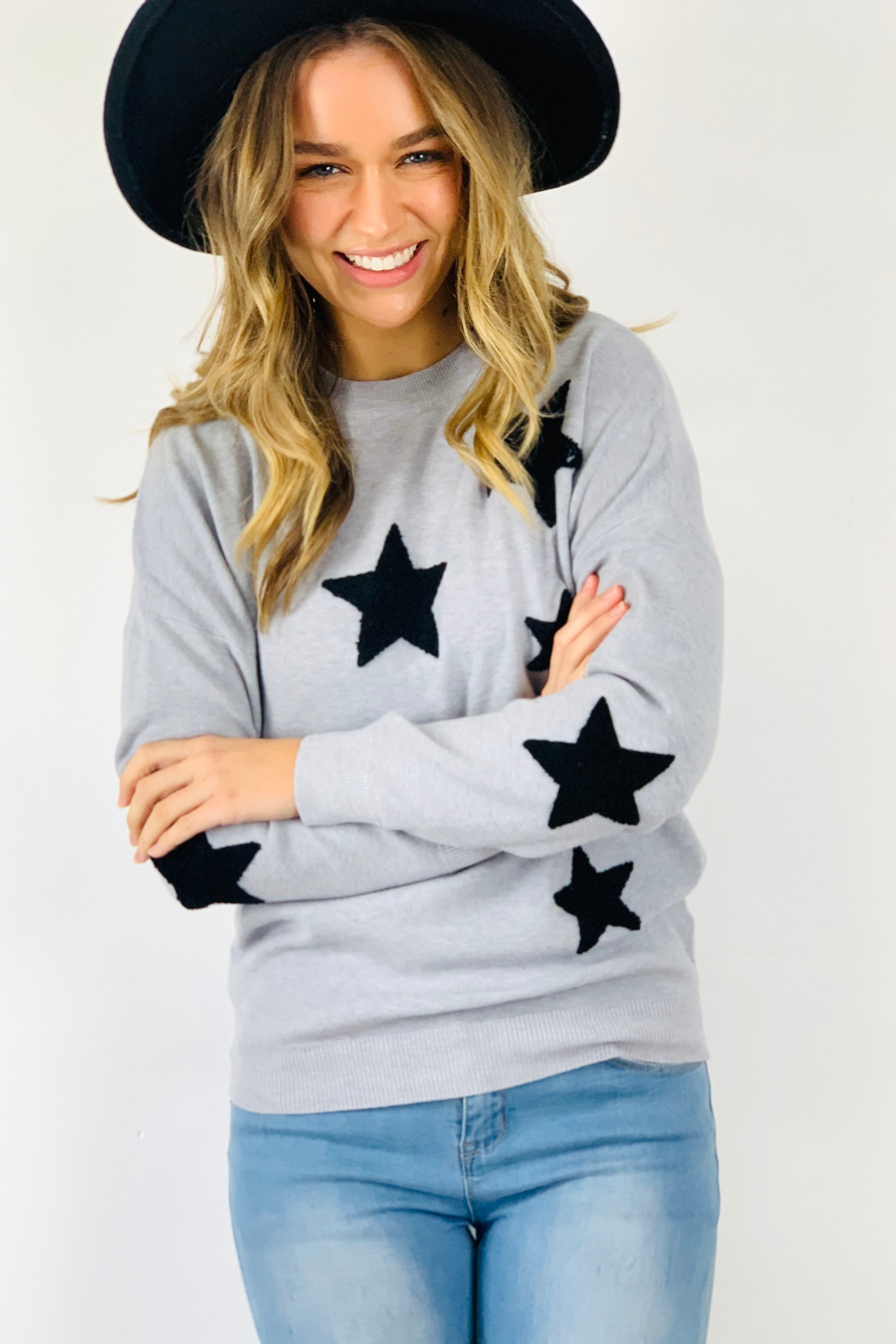 Pia Star Jumper In Grey – Halo & Hutch